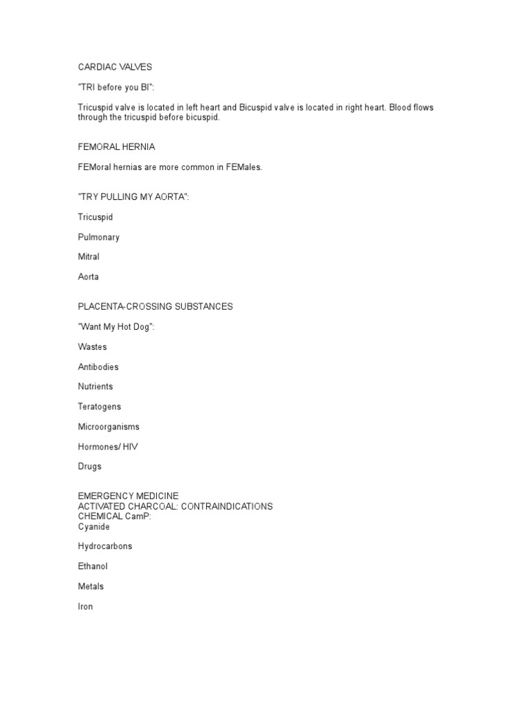 Medical Mnemonics and Conditions | PDF | Anatomical Terms Of Motion ...
