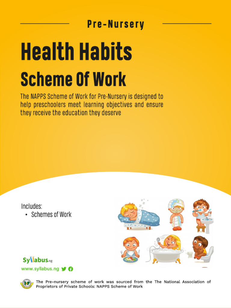 Health Habits Pre-Nursery Scheme of Work - SyllabusNG | PDF