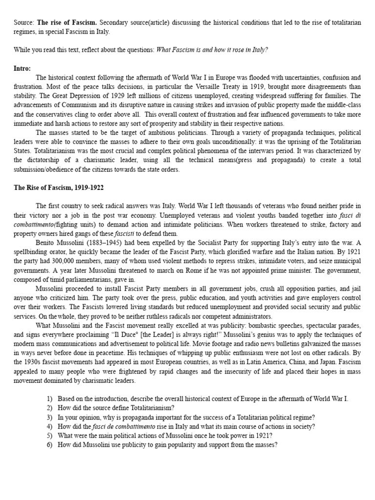 The Rise of Fascism | PDF