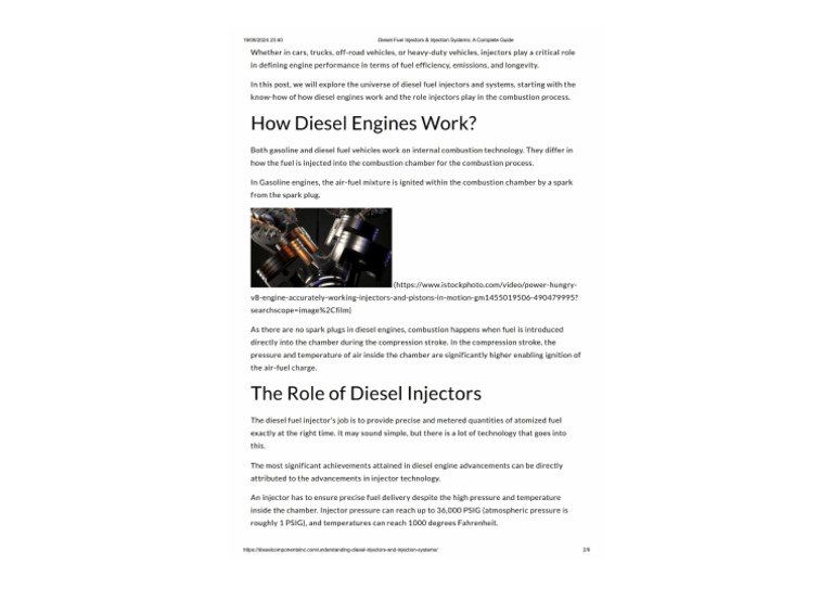 Diesel Fuel Injectors & Injection Systems - A Complete Guide p2 | PDF