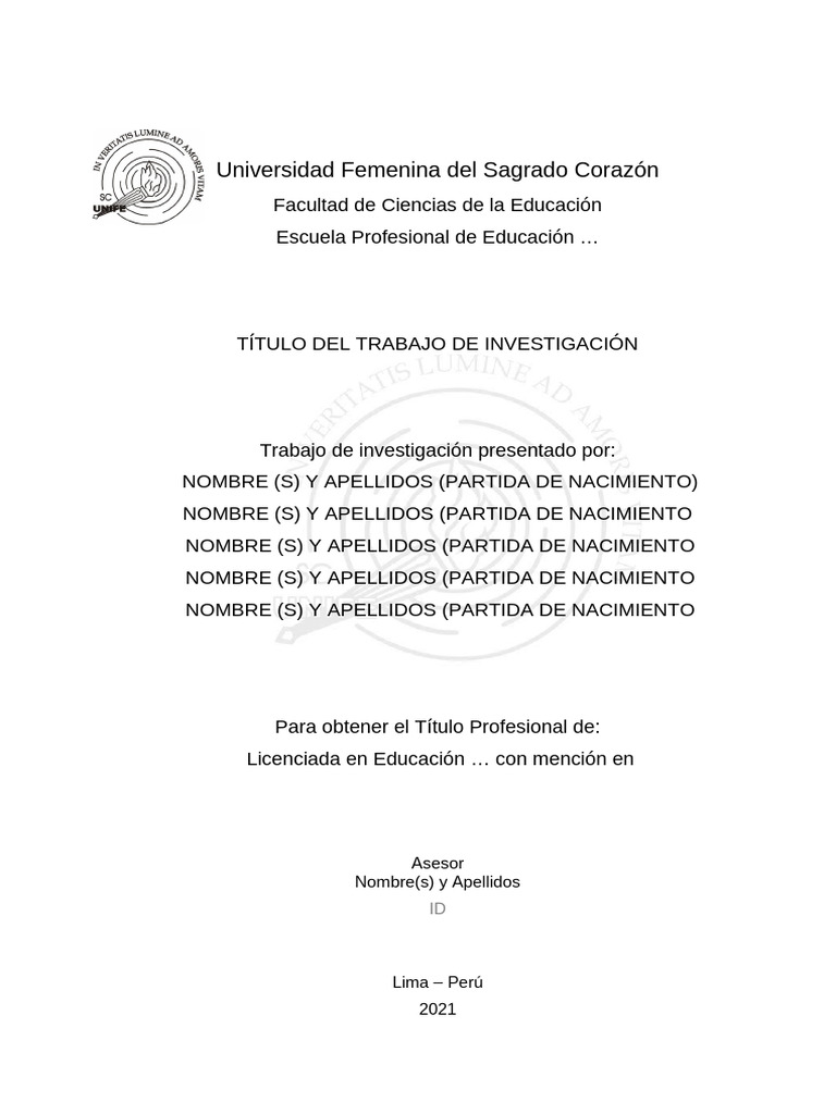 Modelo Trabajo de Investigación 2021-0 | PDF