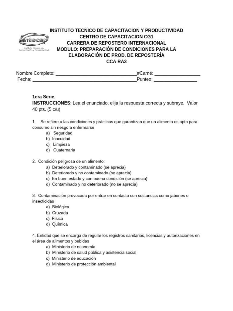 Ra3 Evaluación 3ra Unidad Prep Cond | PDF