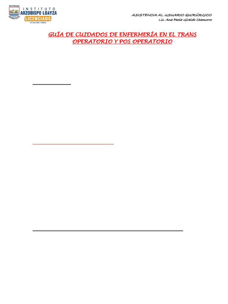 Guia Trans y Pos Operatorio | PDF