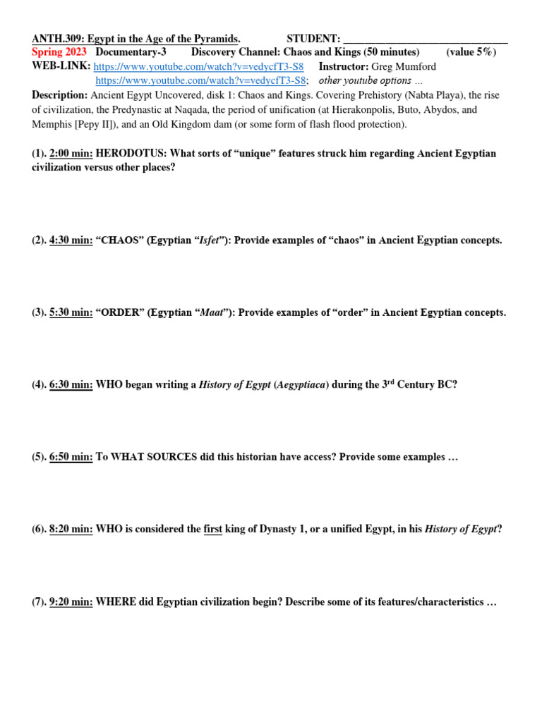 Anth 309 Documentary Response Sheet 3 Di | PDF