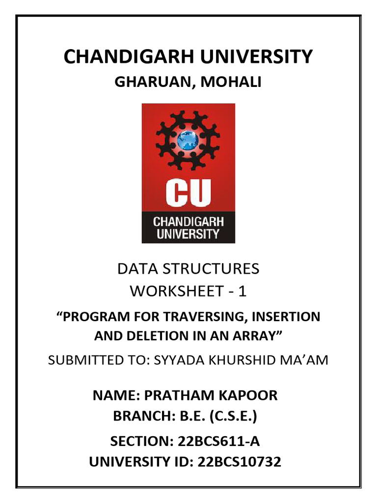 Data Structures Worksheet-1 | PDF