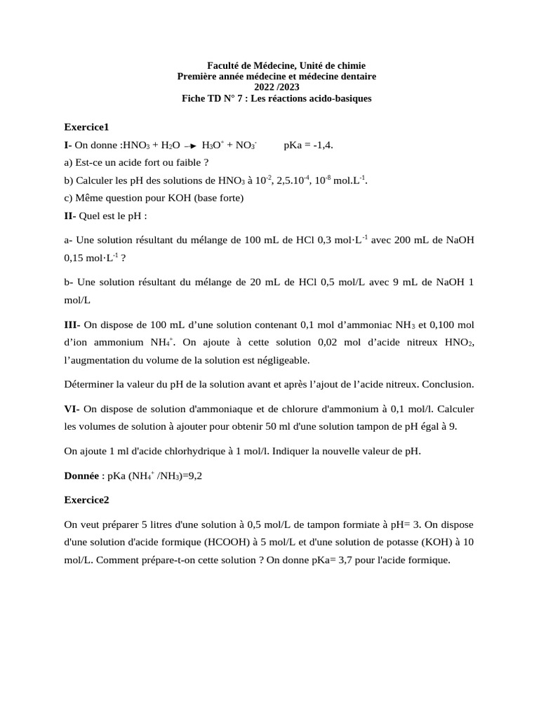 Fiche TD7 2022 2023 | PDF