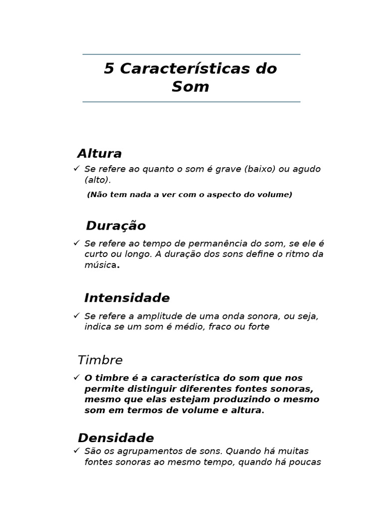 5 Características Do Som | PDF