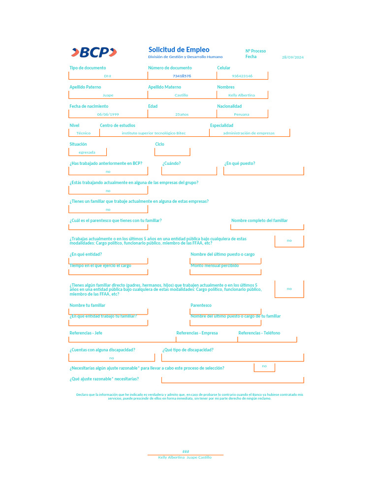 Solicitud de Empleo-BCP 4 | PDF