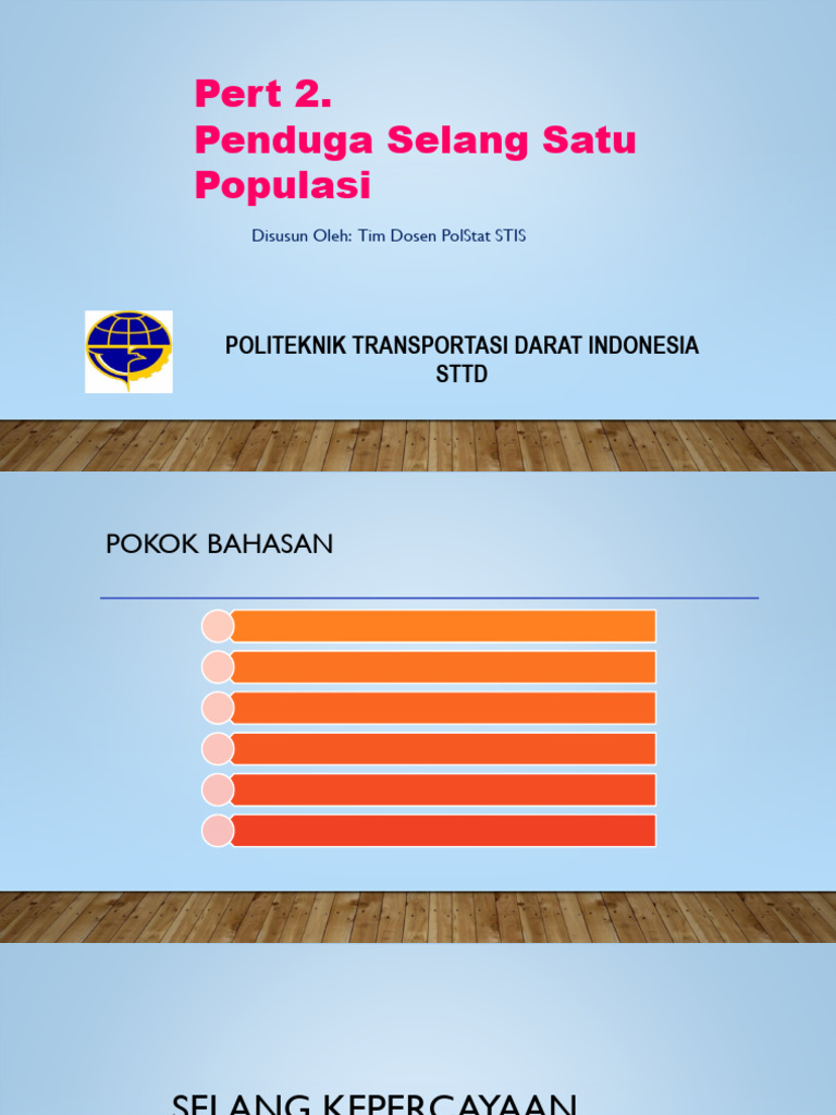 Pert 2. Penduga Selang Satu Populasi | PDF