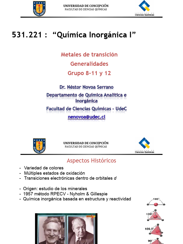 531.221: "Química Inorgánica I": Metales de Transición Generalidades ...