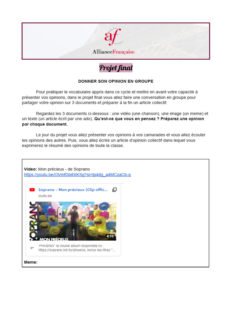 Projet Final - Ado b1-1 S 8h00 | PDF
