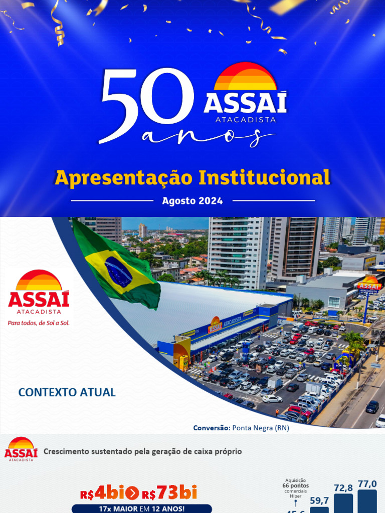 Apresentação Institucional Assaí 50 Anos Agosto 2024 - Assaí Atacadista ...