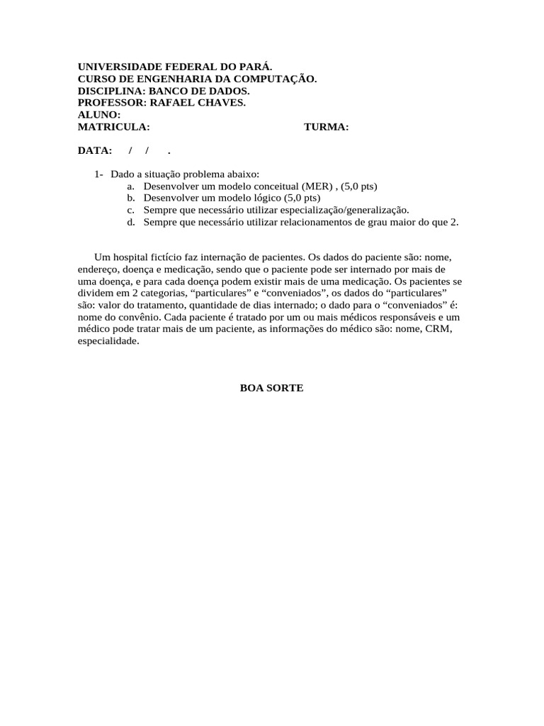 Atividade BD | PDF | Autoajuda | Ciências e Matemática