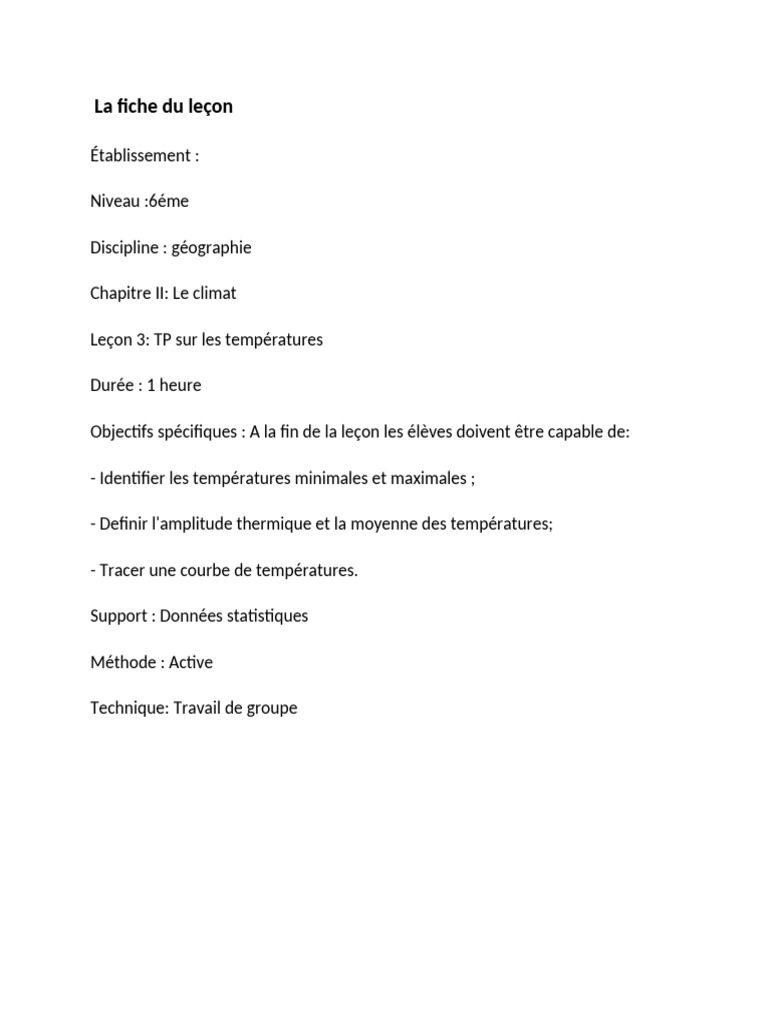 Fiche TP de Température | PDF