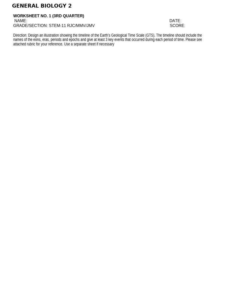 Gen Bio 2 Worksheet 1 | PDF