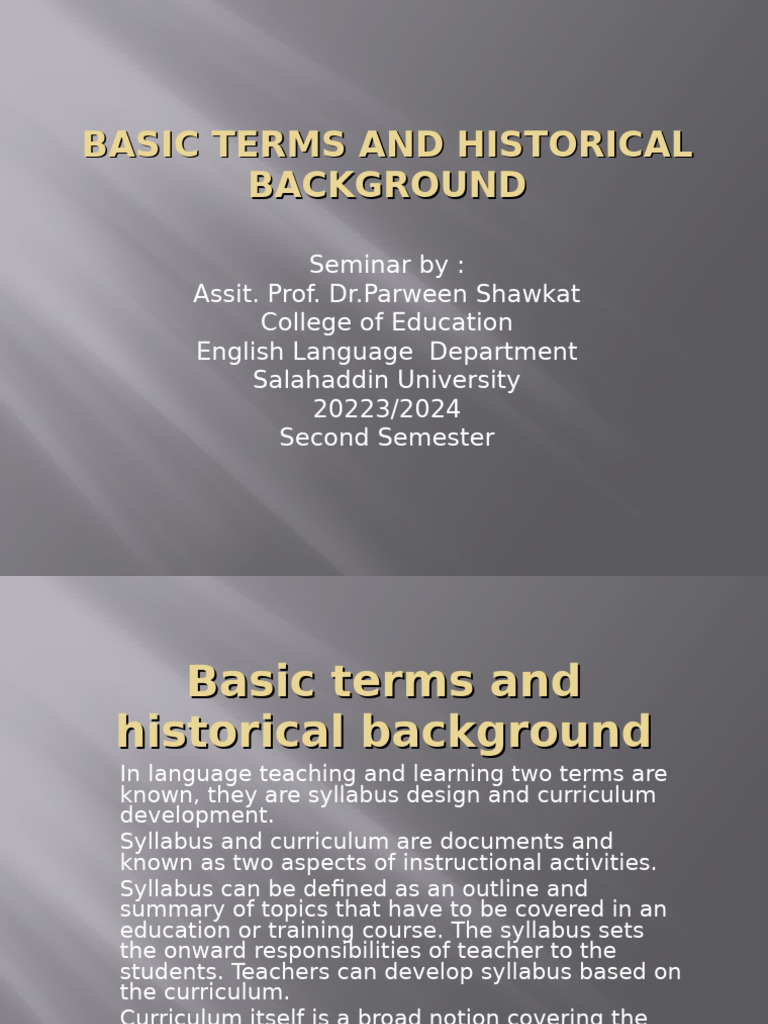 Basic Terms and Historical Background | PDF