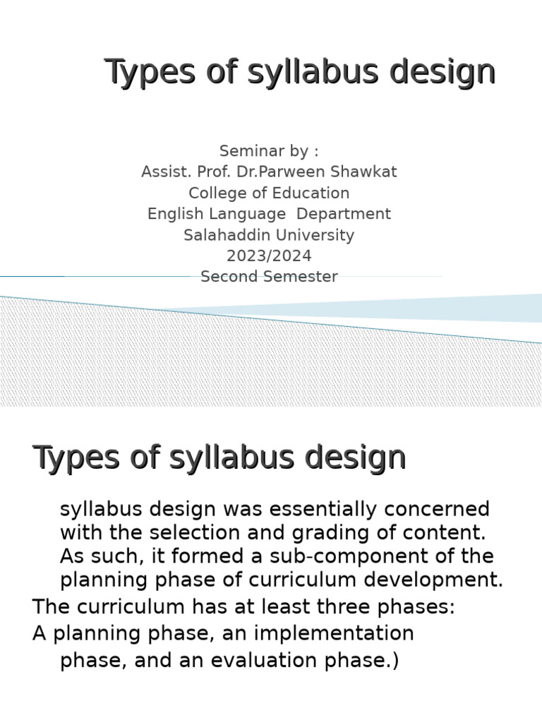 Types of Syllabus Design | PDF
