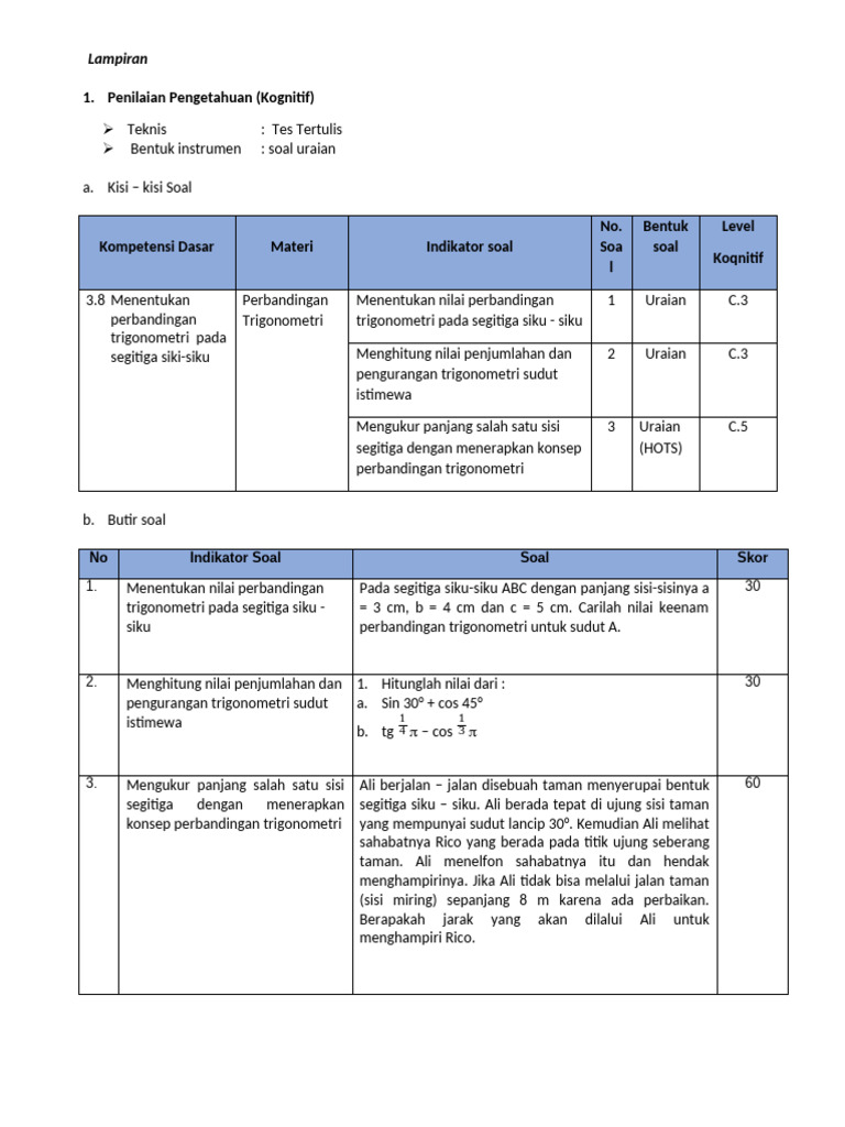 Lampiran Penilaian | PDF