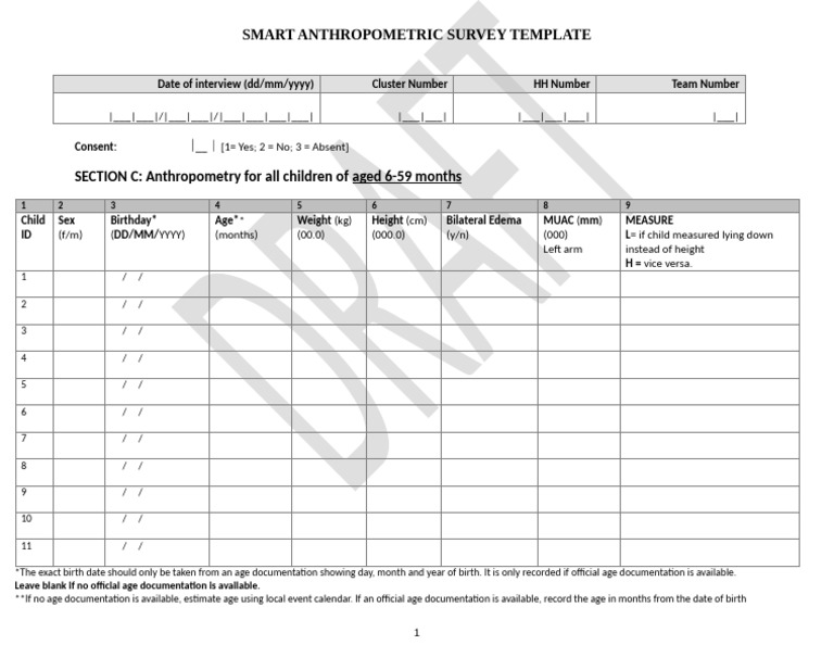 Data Form Anthropometry Standard | PDF