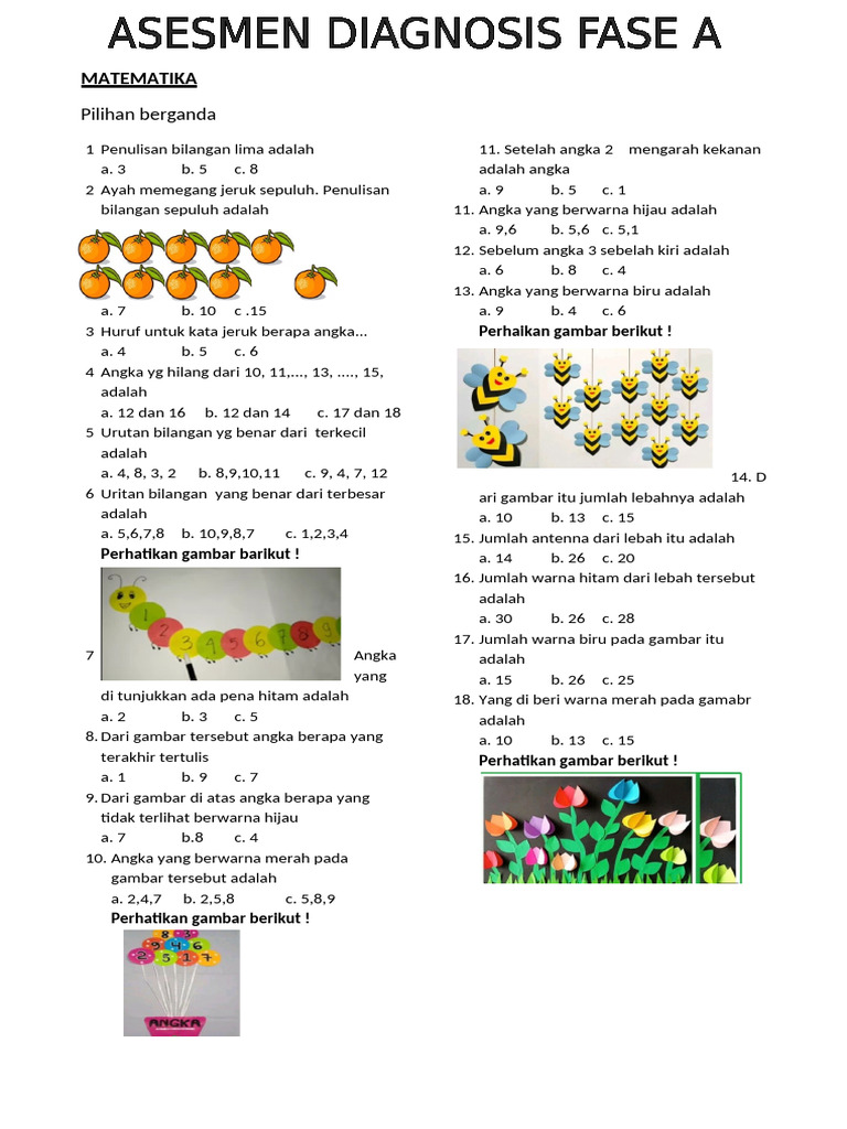 Asesmen Diagnosis Fase A | PDF