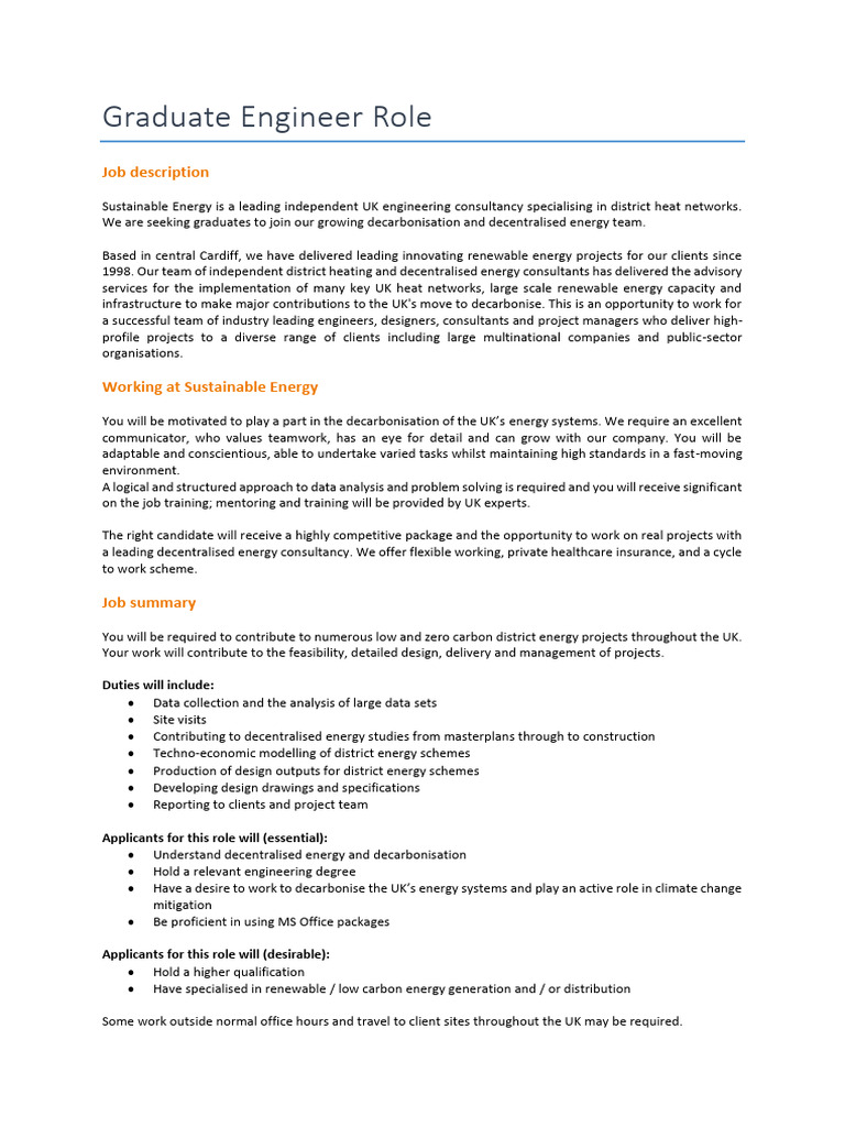 SEL - Graduate Engineer Job Description 2023 | PDF