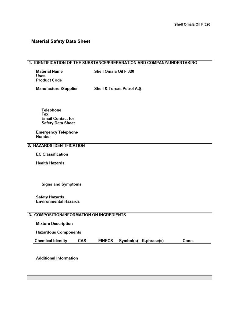 Msds en Shell Omala F 320 | PDF