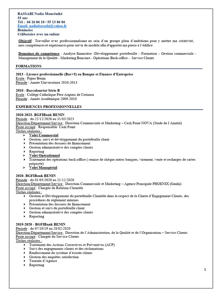 CV Nadia Bassabi | PDF