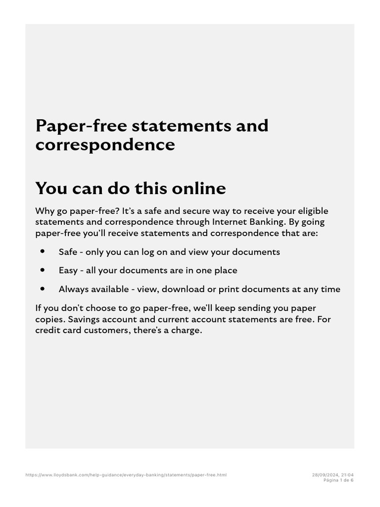 Paper-Free - Statements - Lloyds Bank | PDF