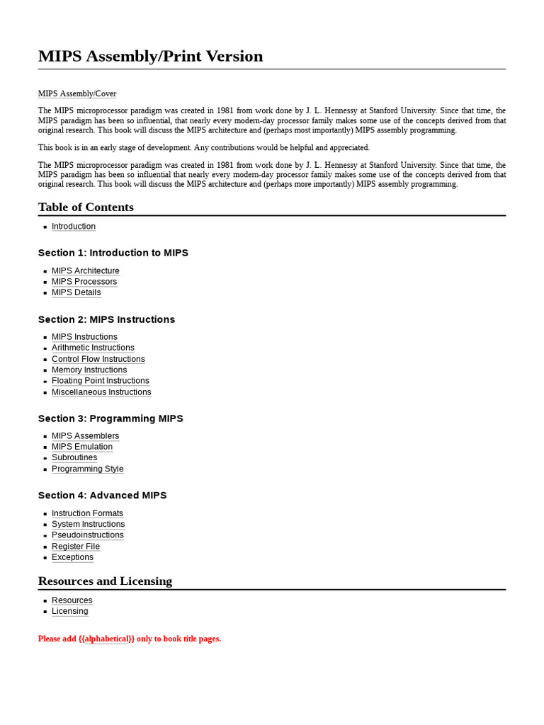 MIPS Assembly Print Version | PDF