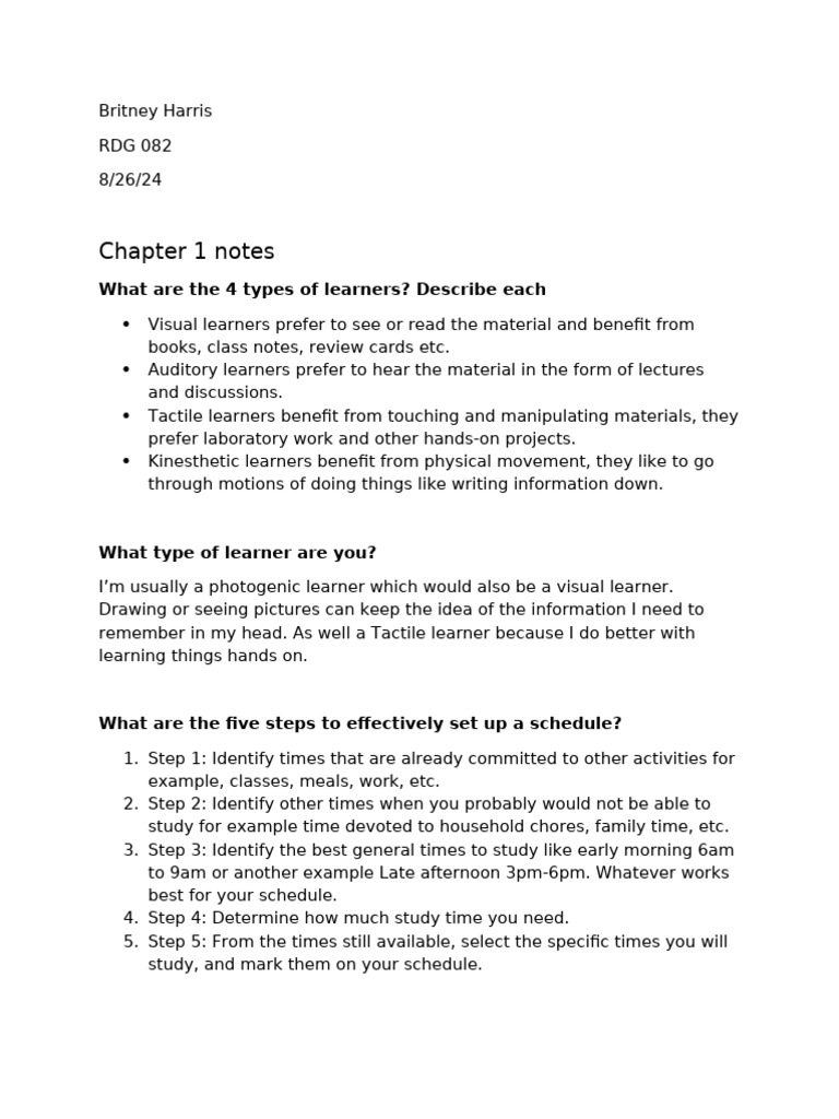 Chapter 1 Notes | PDF