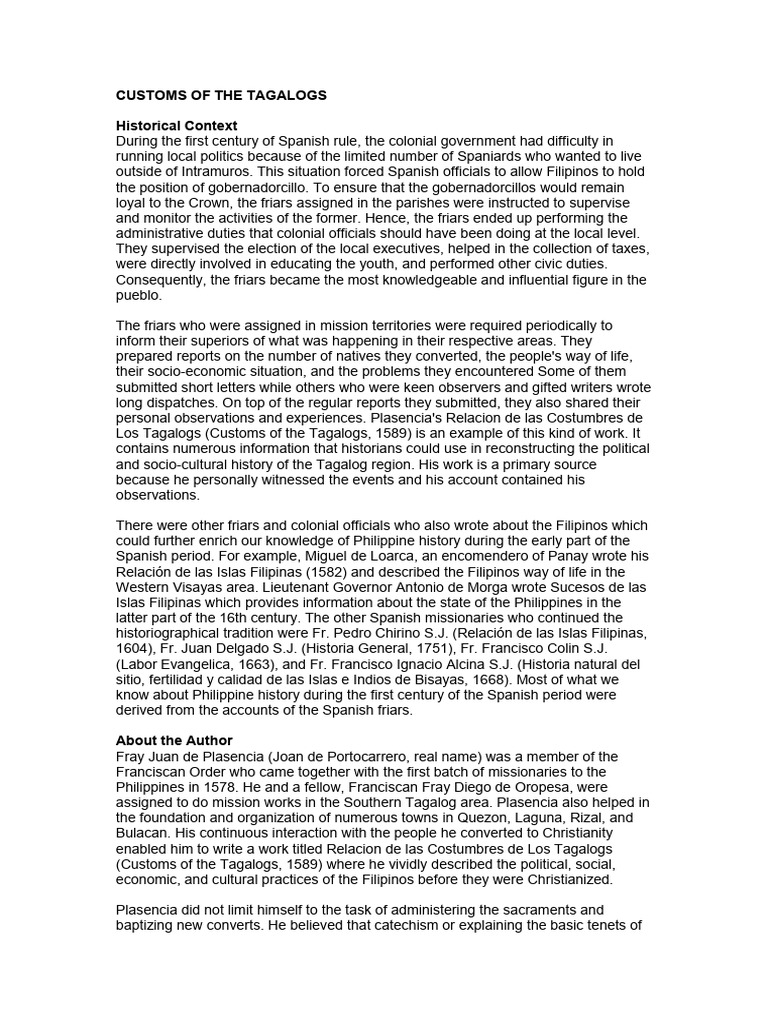 Customs of Tagalog | PDF