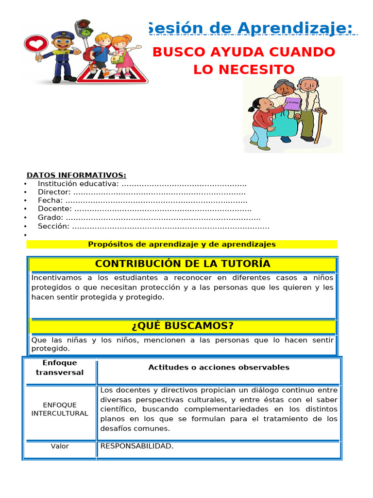 3° Sesión Día 3 Tut Busco Ayuda Cuando Lo Necesito | PDF | Salud y ...