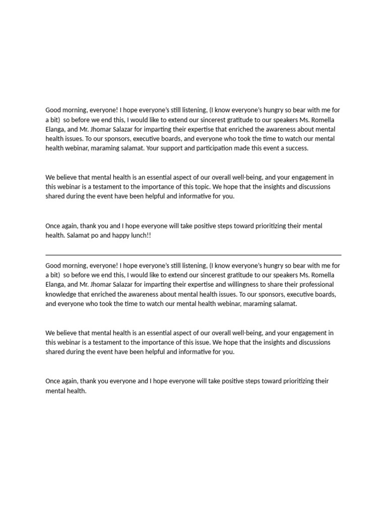 Closing Remarks Speech | PDF