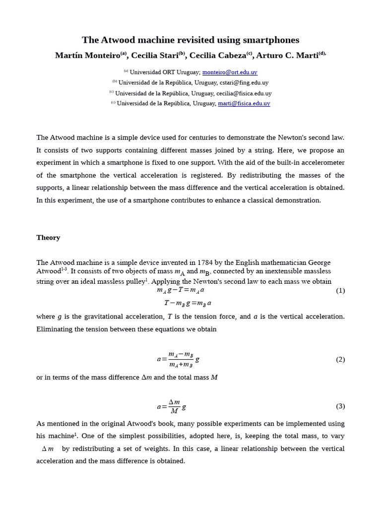 Atwood Machine | PDF