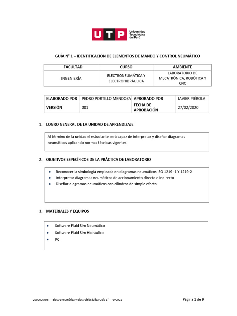 Guia N°1 - Electroneumatica y Electrohidraulicalabmecat01-Identificación de Elementos de Mando y ...