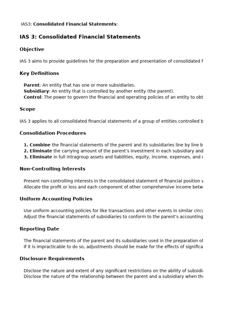 IAS3 - Consolidated Financial Statements | PDF