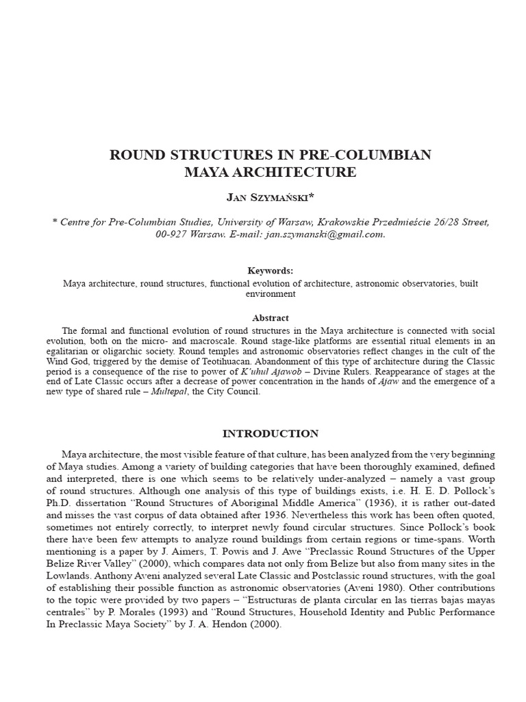 Round Structures in Pre Columbian Maya A | PDF