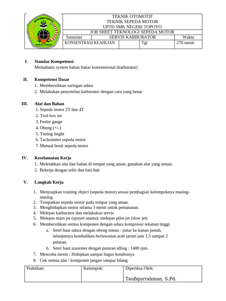 Job 8 Karburator | PDF