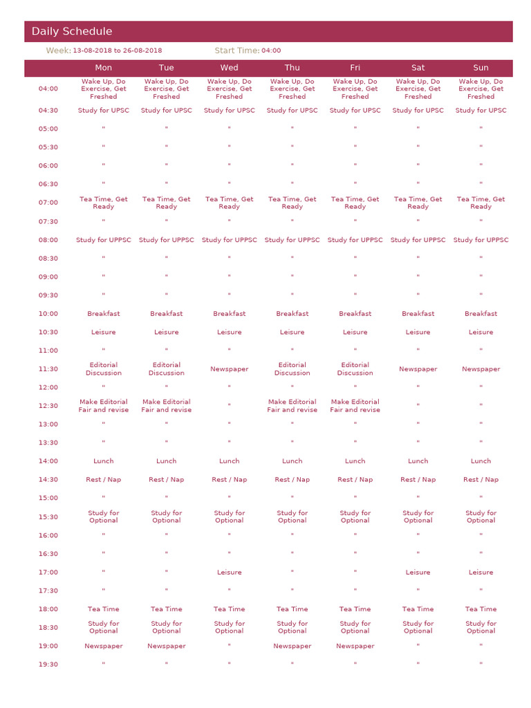 Daily Schedule | PDF