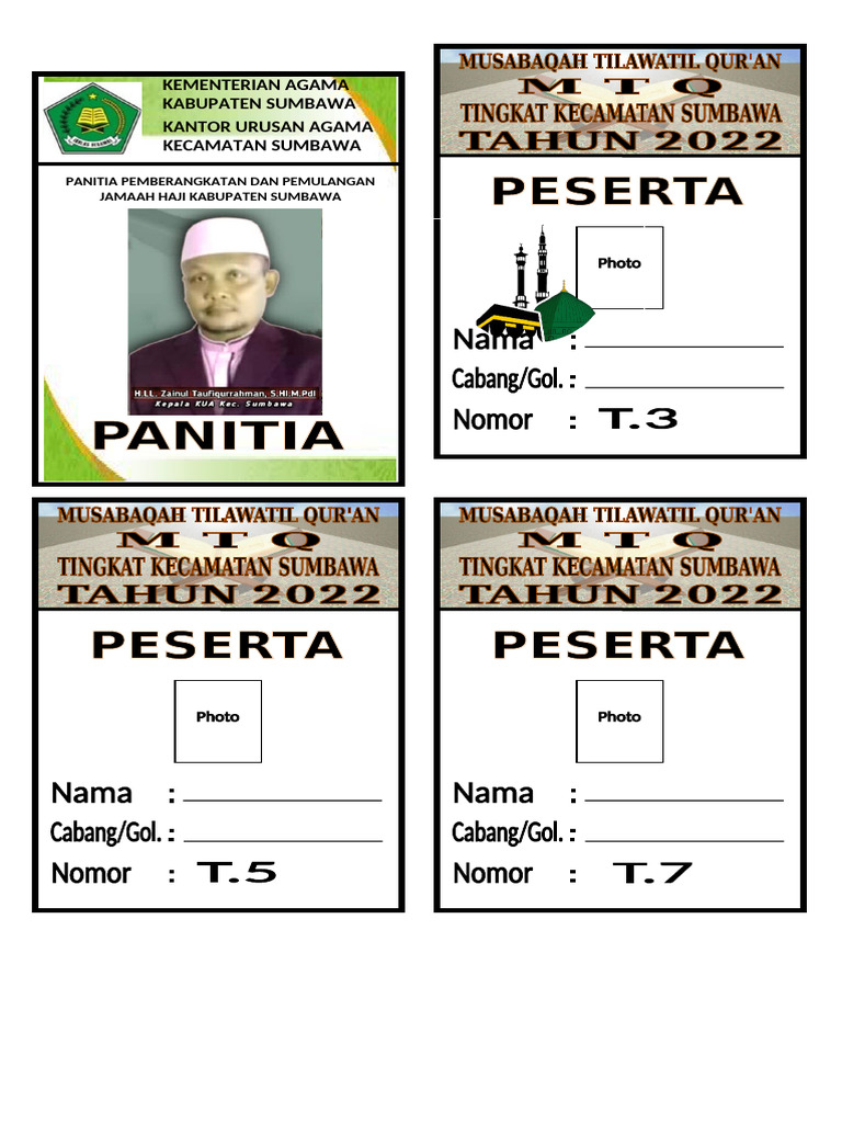 Id Card Peserta MTQ 2022 | PDF