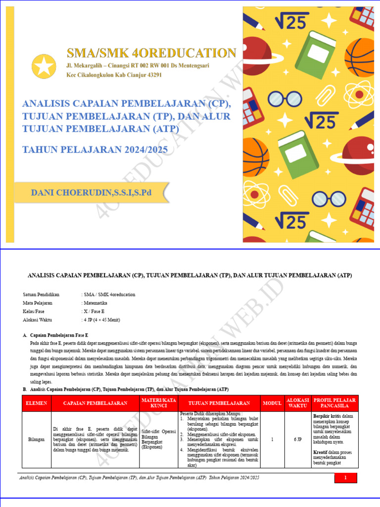 Analisis CP & TP Matematika Fase E | PDF