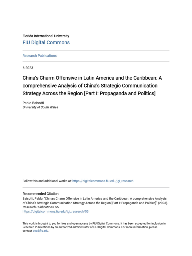 China's Charm Offensive in Latin America and The Caribbean | PDF