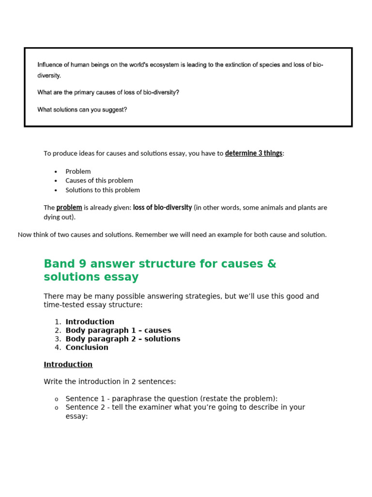 Cause Solution Essay IELTS | PDF