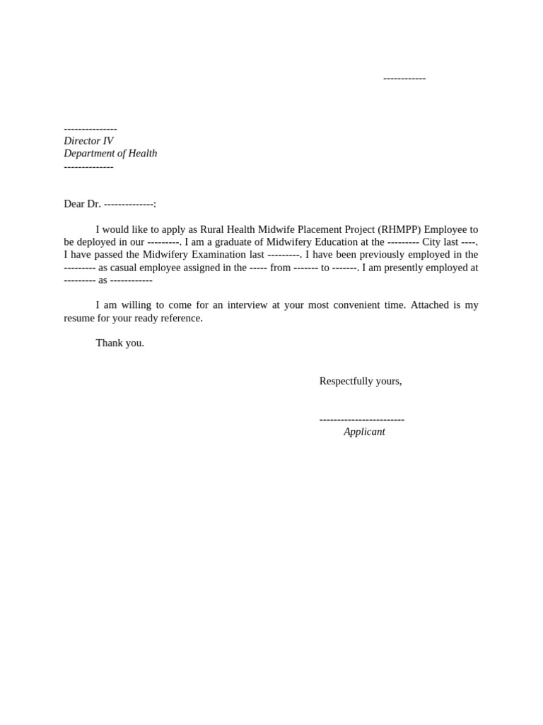 Application Letter RHMPP | PDF