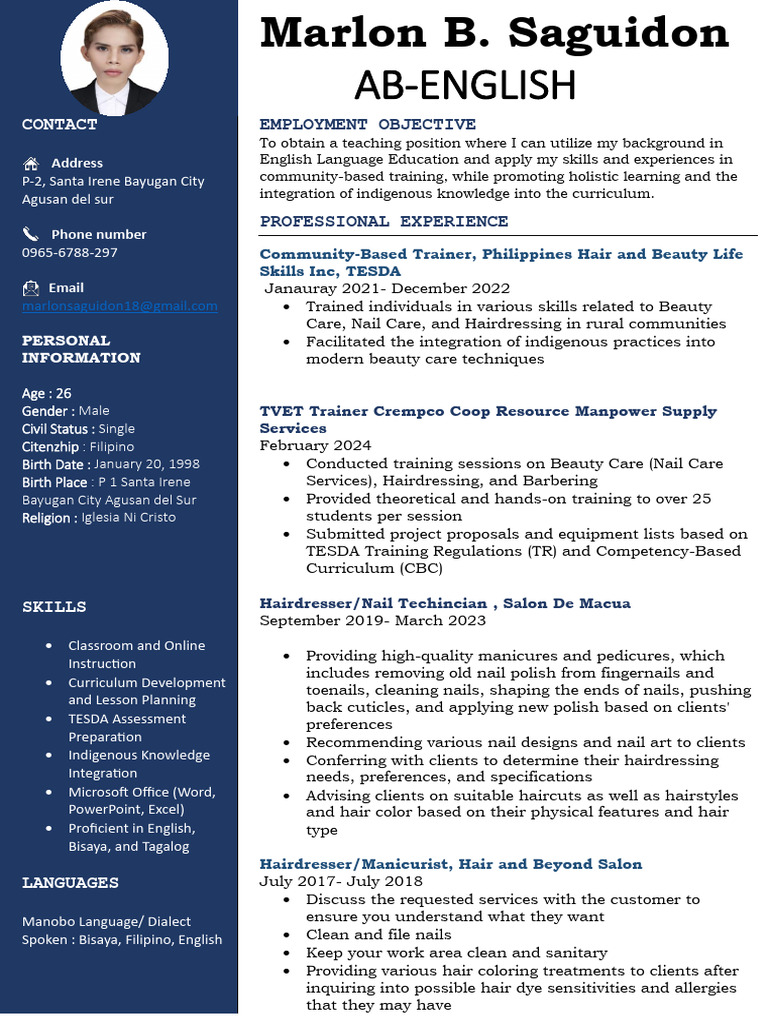 CV - Marlon Batutay Saguidon | PDF