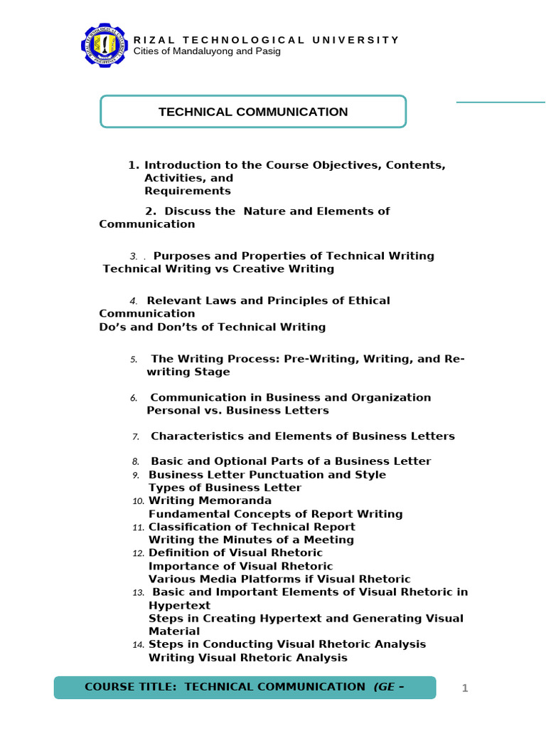 Ready For Submission Rtu Module in Tech Comm | PDF