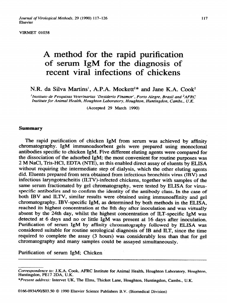 A Method For The Rapid Purification of Serum IgM For The Diagnosis of ...
