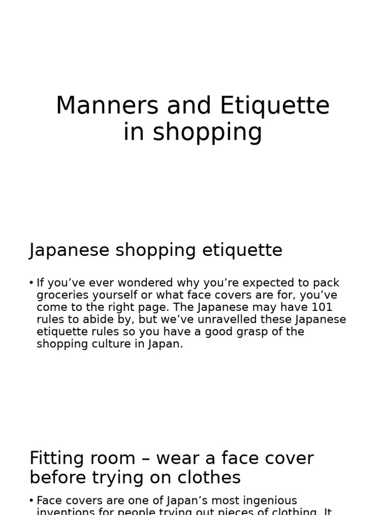 Manners and Etiquette in Shopping | PDF