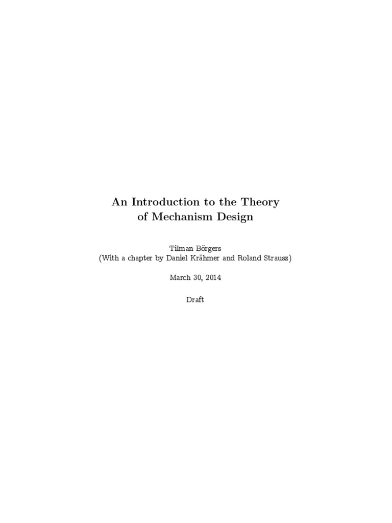 Theory of Mechanism Design | PDF