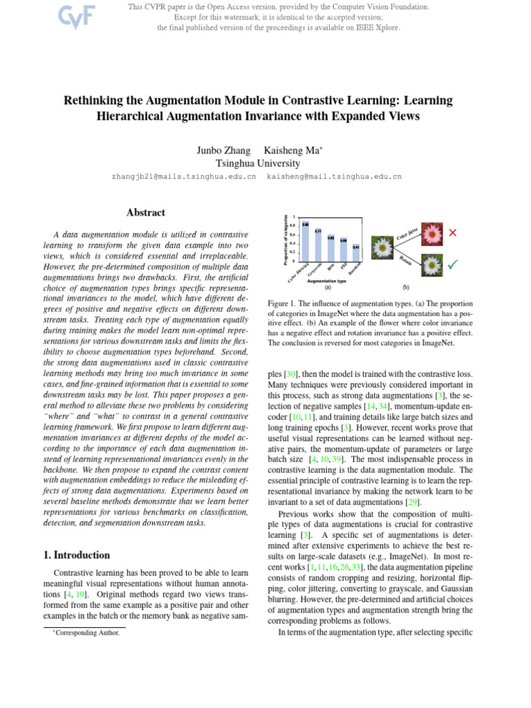 Zhang Rethinking The Augmentation Module in Contrastive Learning Learning Hierarchical ...